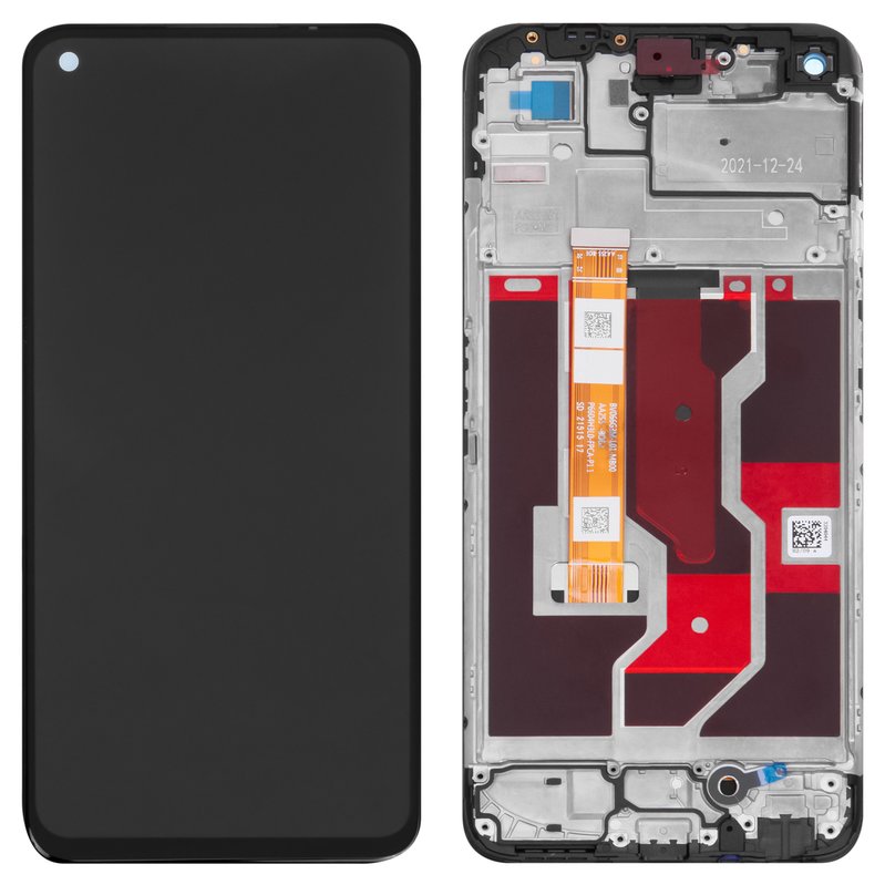 LCD compatible with Oppo A36, A76, (black, with frame, Original (PRC ...